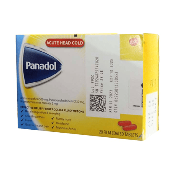PANADOL ACUTE HEAD COLD 20 FILM COATED TAB | Anwar Store