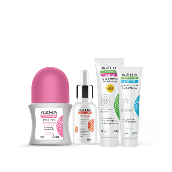 AZHA BOX (ROLL ON+BODY LOTION+C SERUM+CREAM) | Anwar Store